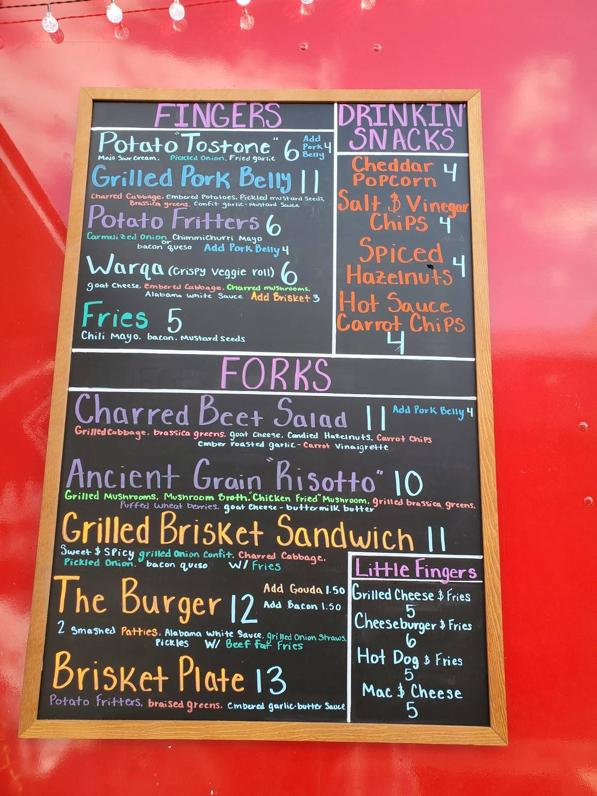 Menu at Feast Food Company restaurant, Redmond