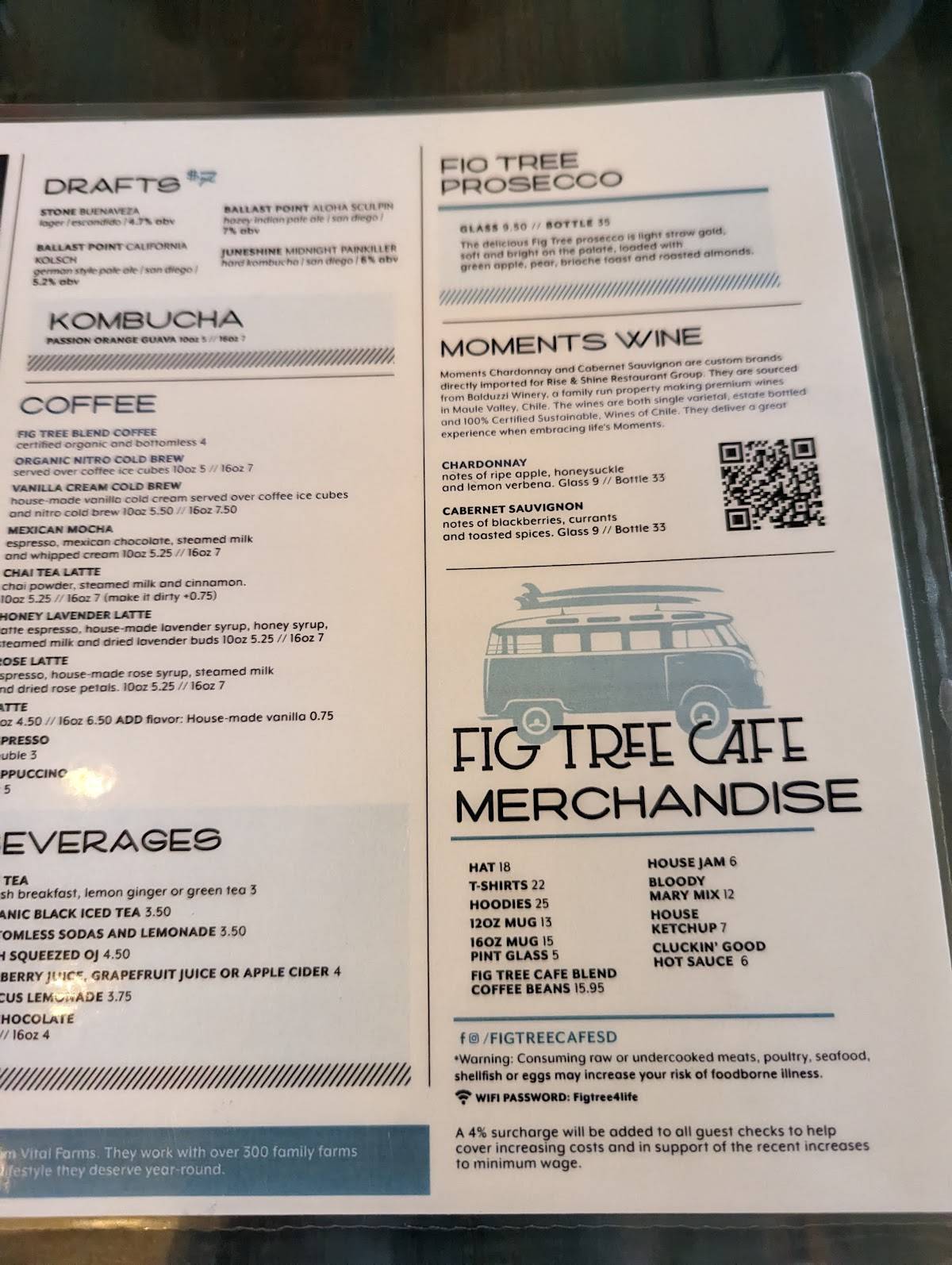 Menu at Fig Tree Cafe, San Diego, Hazard Center Dr