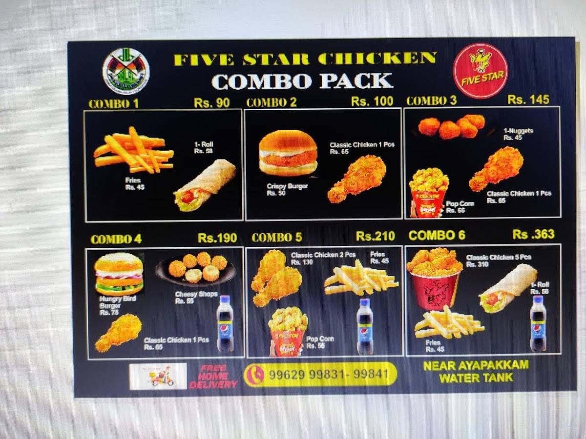 Menu at Five Star Chicken, Chennai, No.74 T.G