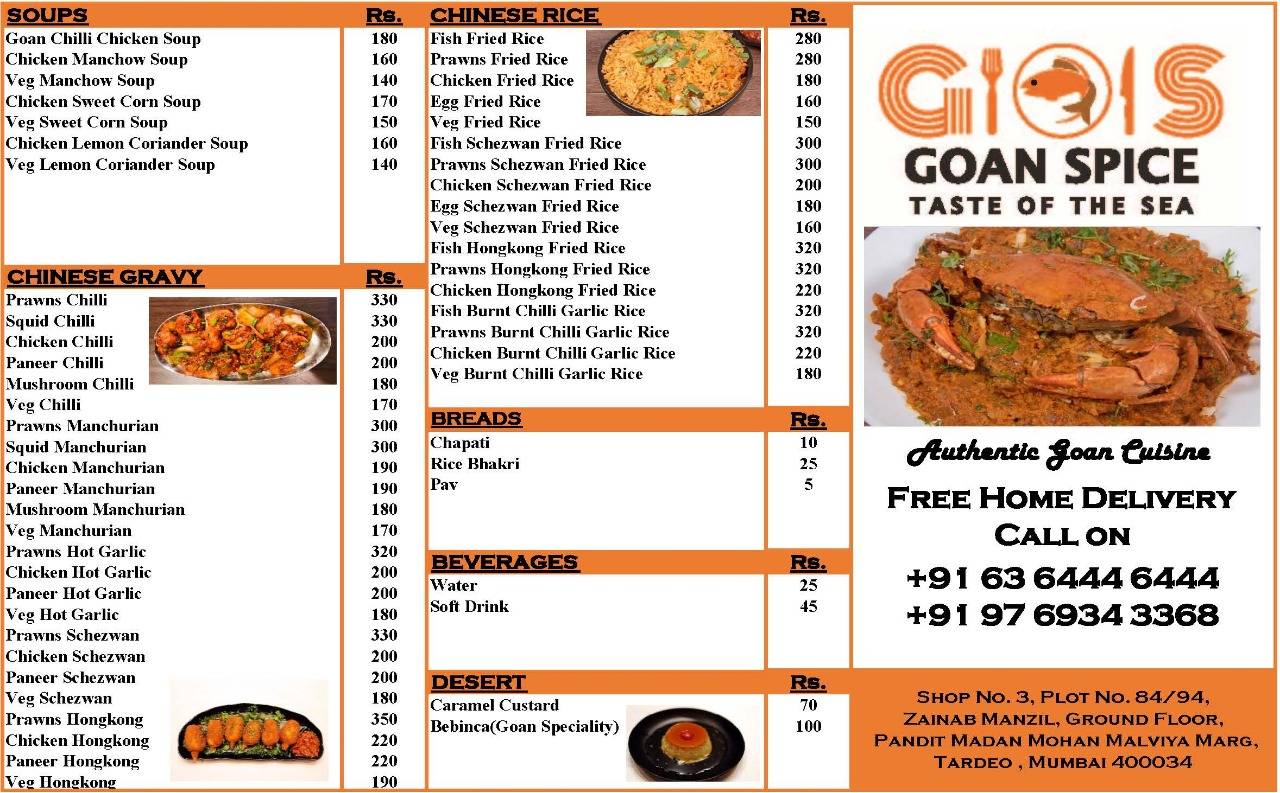 Menu at Goan Spice, Mumbai, Shop No.7