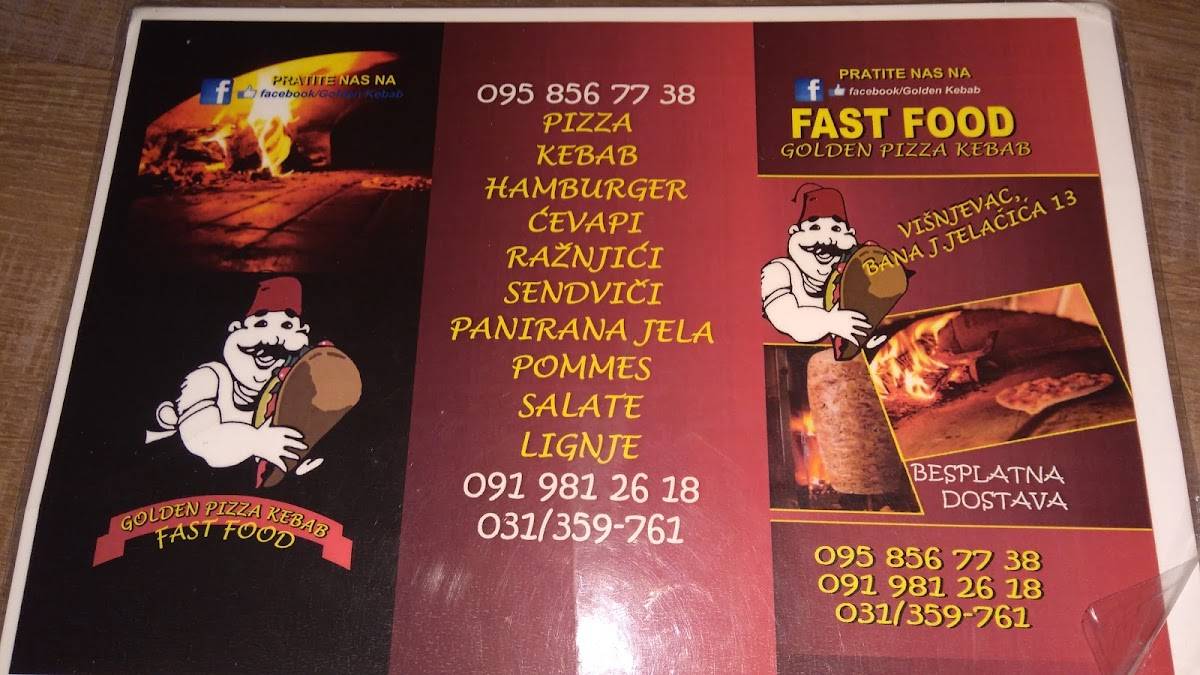 Menu da Golden Kebab Fast Food 54 Ž, Višnjevac