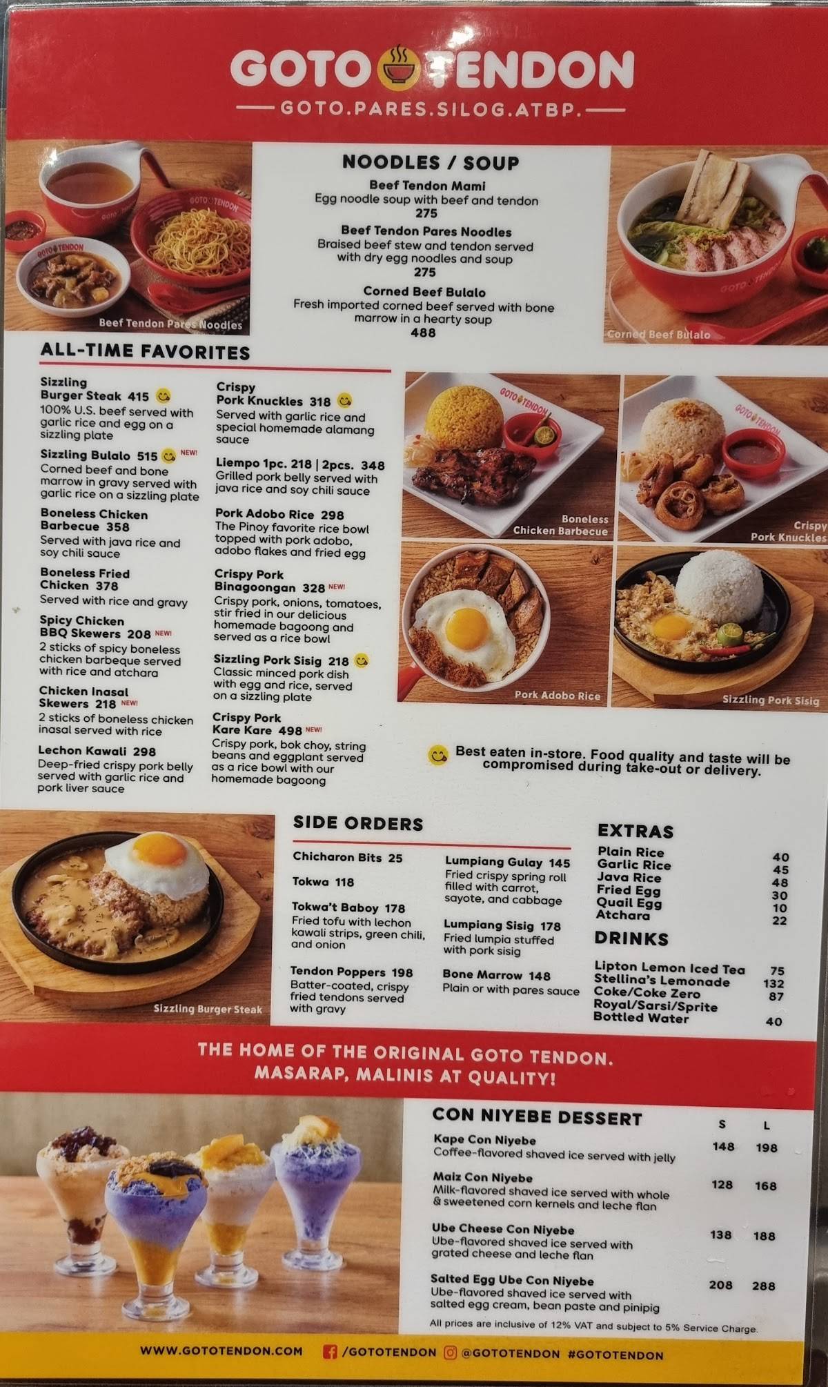 Menu at Goto Tendon Scout Borromeo restaurant, Quezon City