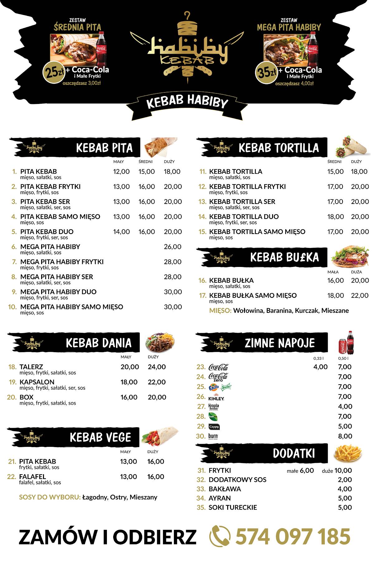 Menu at Habiby Kebab Tychy restaurant, Tychy