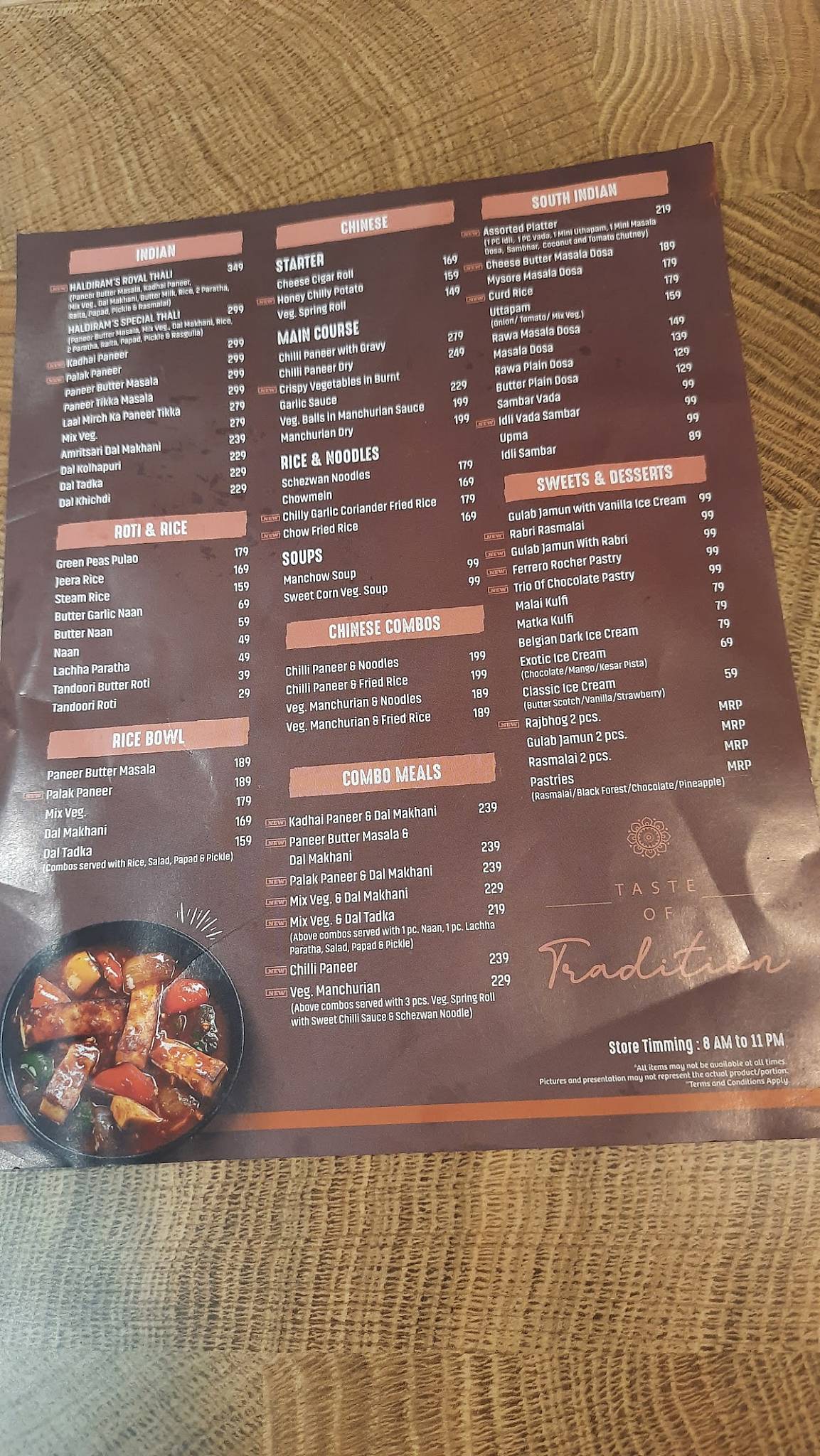 Menu at Haldiram's, Jabalpur, Shop No