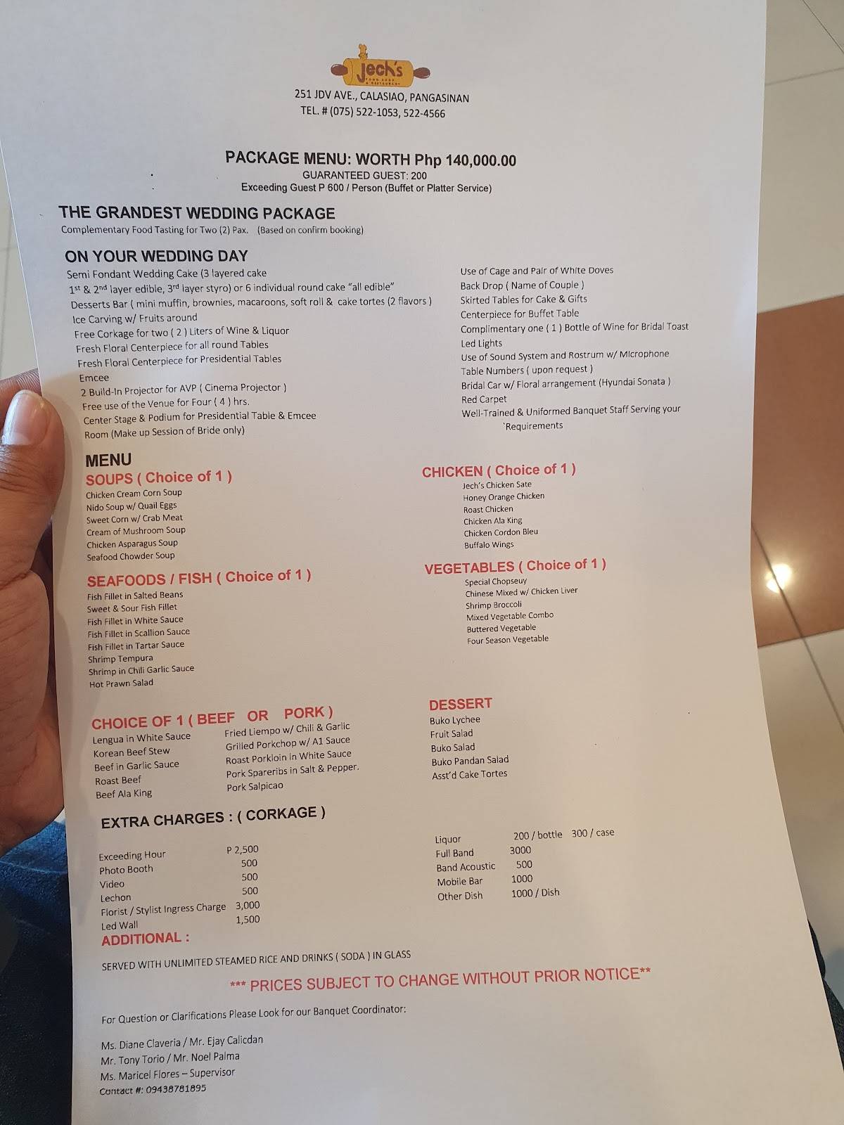 Menu at Jech's Bakery & Restaurant, Dagupan