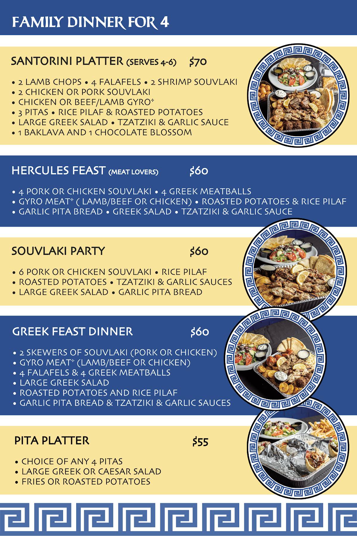 Menu at Johnny Greekos restaurant, Brantford