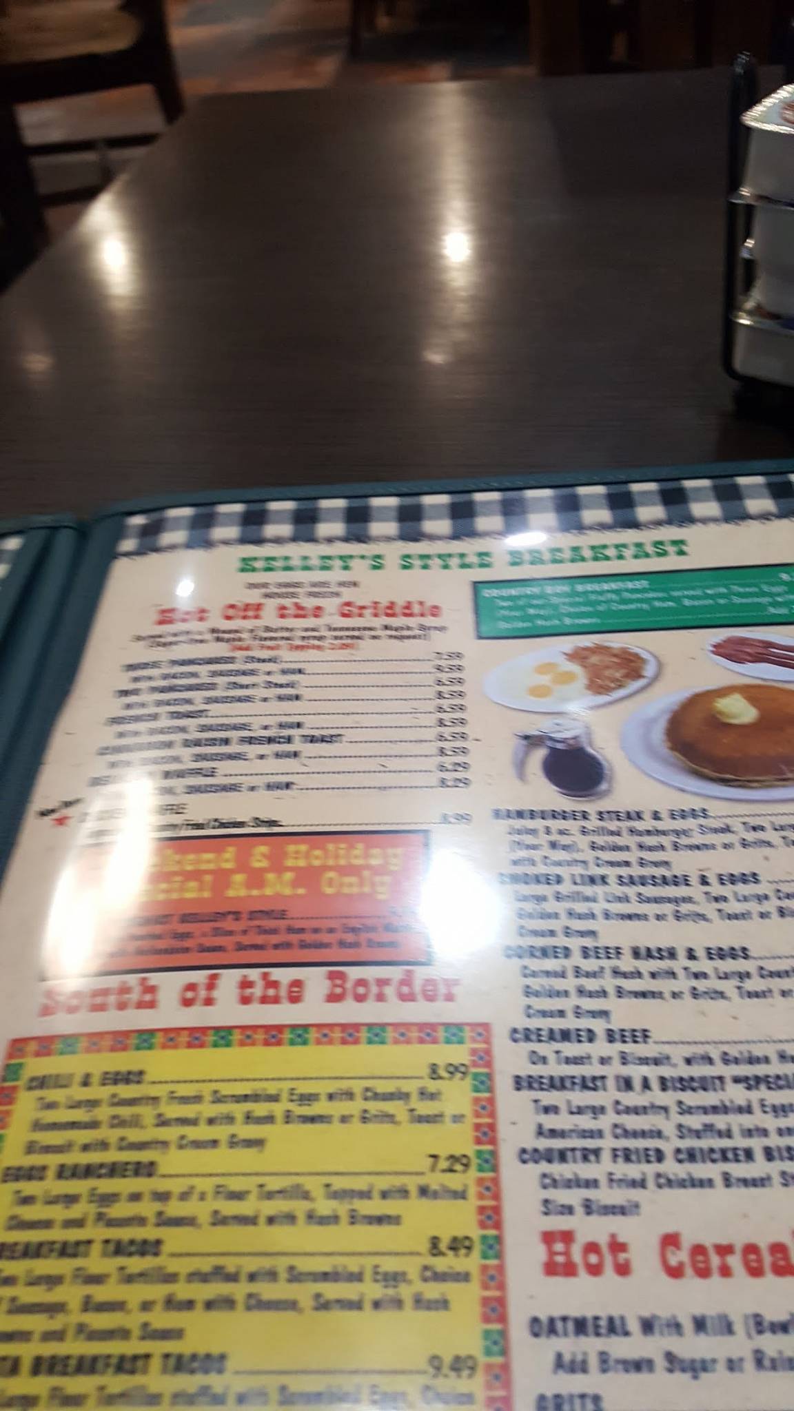 Menu at Kelley's Country Cooking restaurant, La Marque, Gulf Fwy