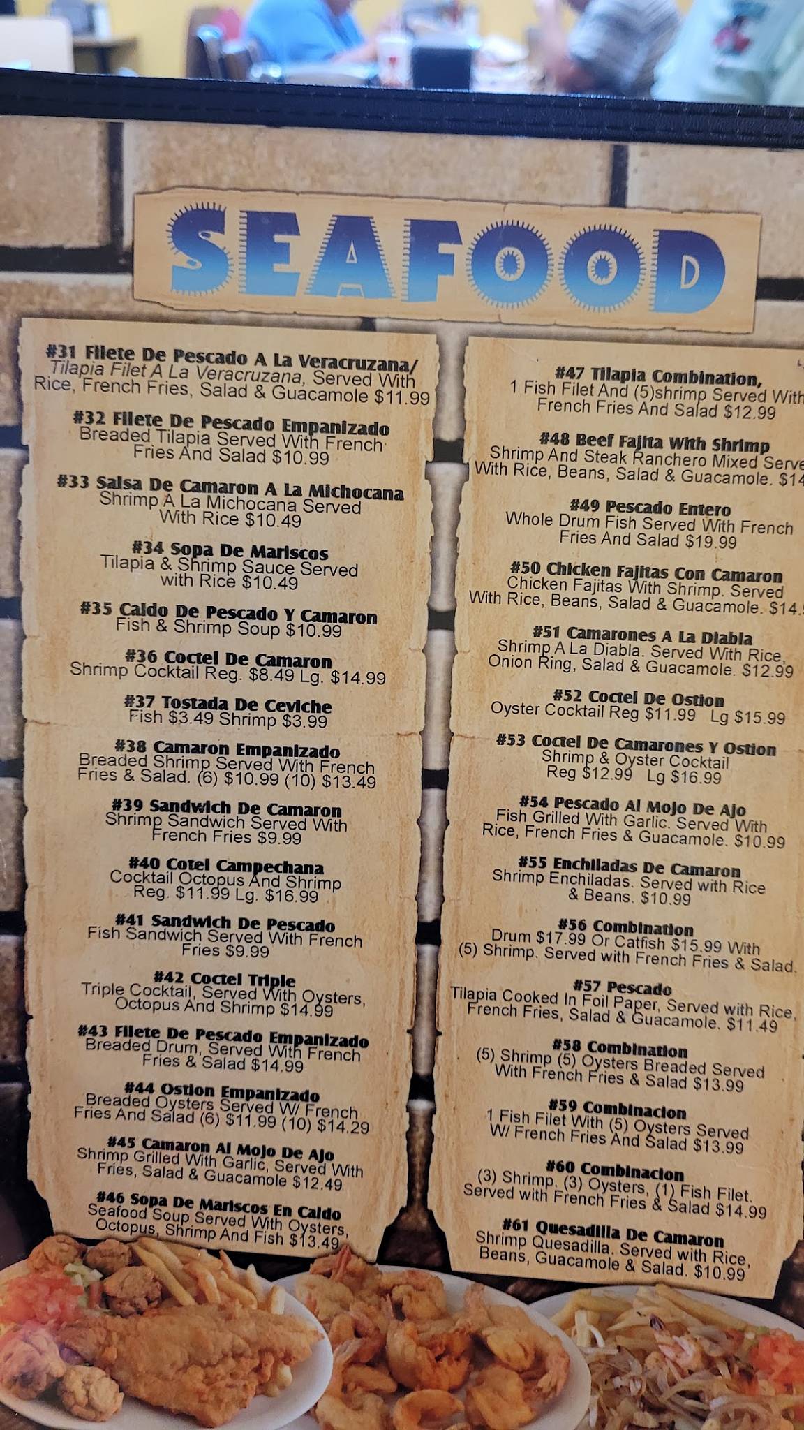 Menu at La Ribera restaurant, Corpus Christi, Morgan Ave