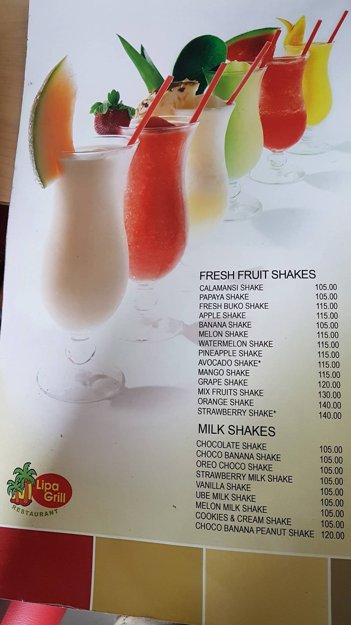 Menu at Lipa Grill restaurant, Lipa