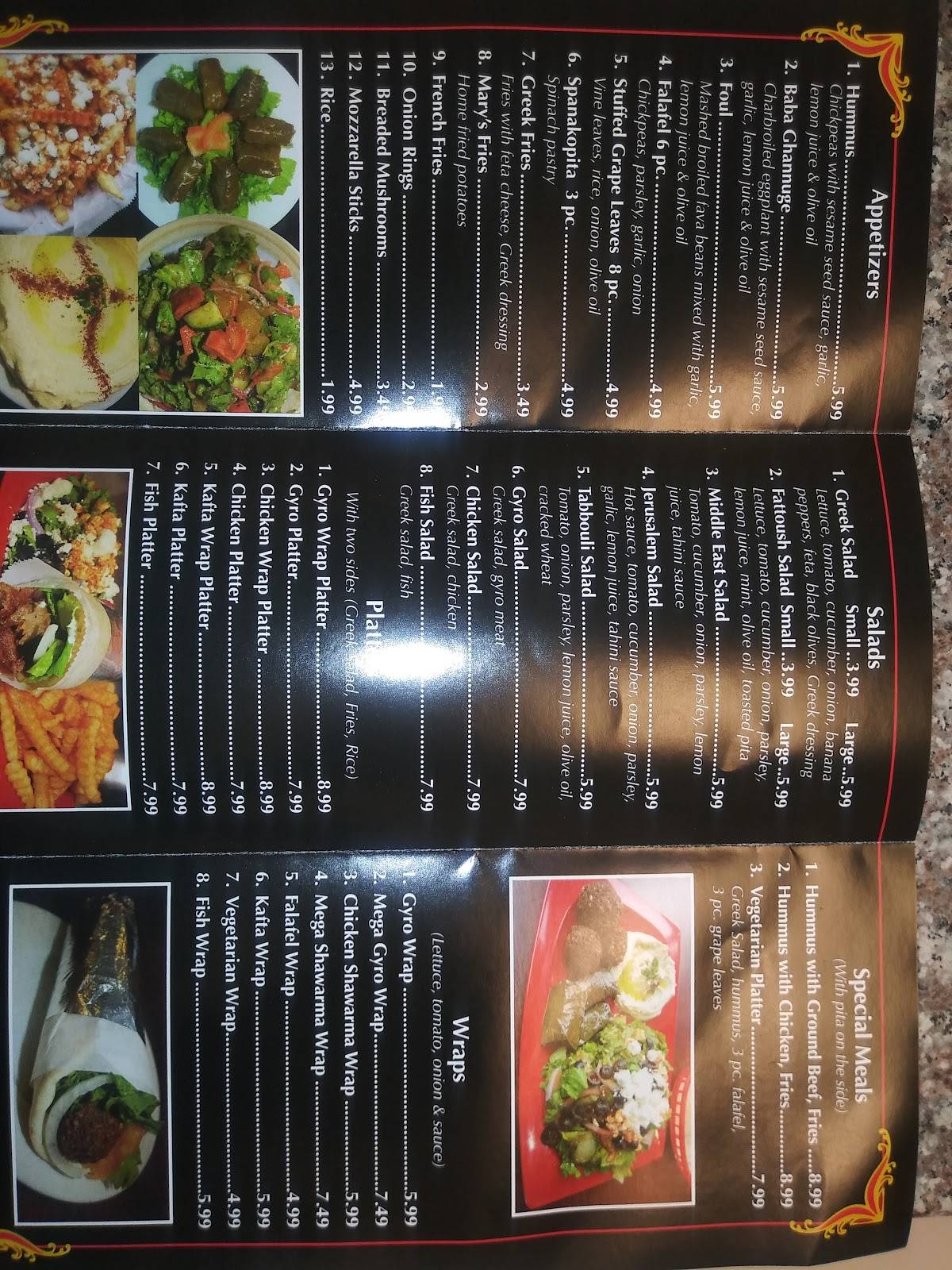 Menu at Milya Cafe, Blue Ash