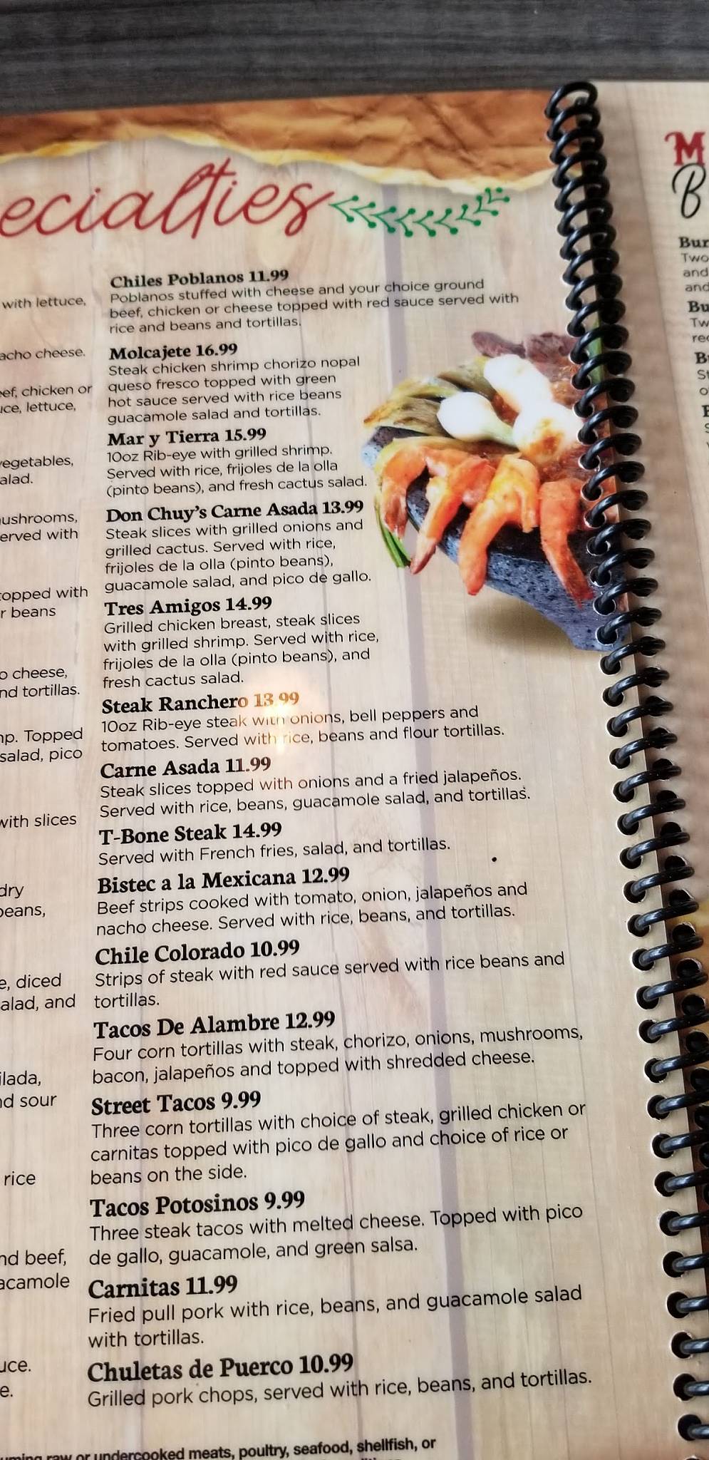 Menu at Mr. Cactus Mexican Kitchen restaurant, Easley
