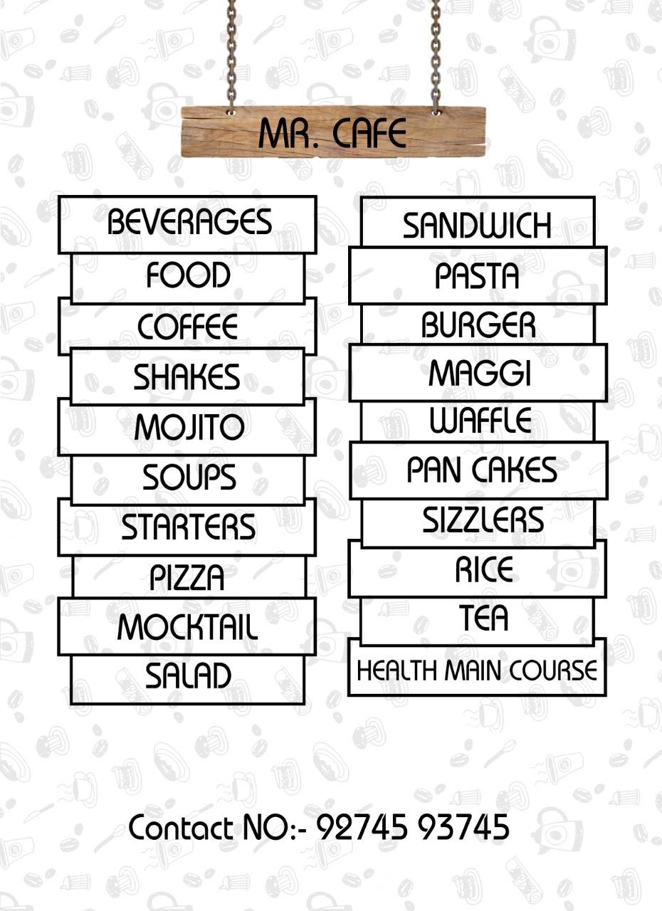Menu at Mr. Cafe, Surat