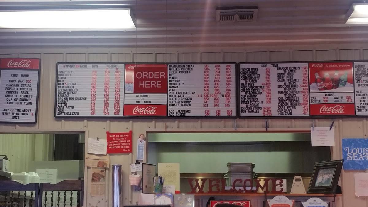 Menu at Mr. Po-Boy fast food, Houma, 860 Grand Caillou Rd