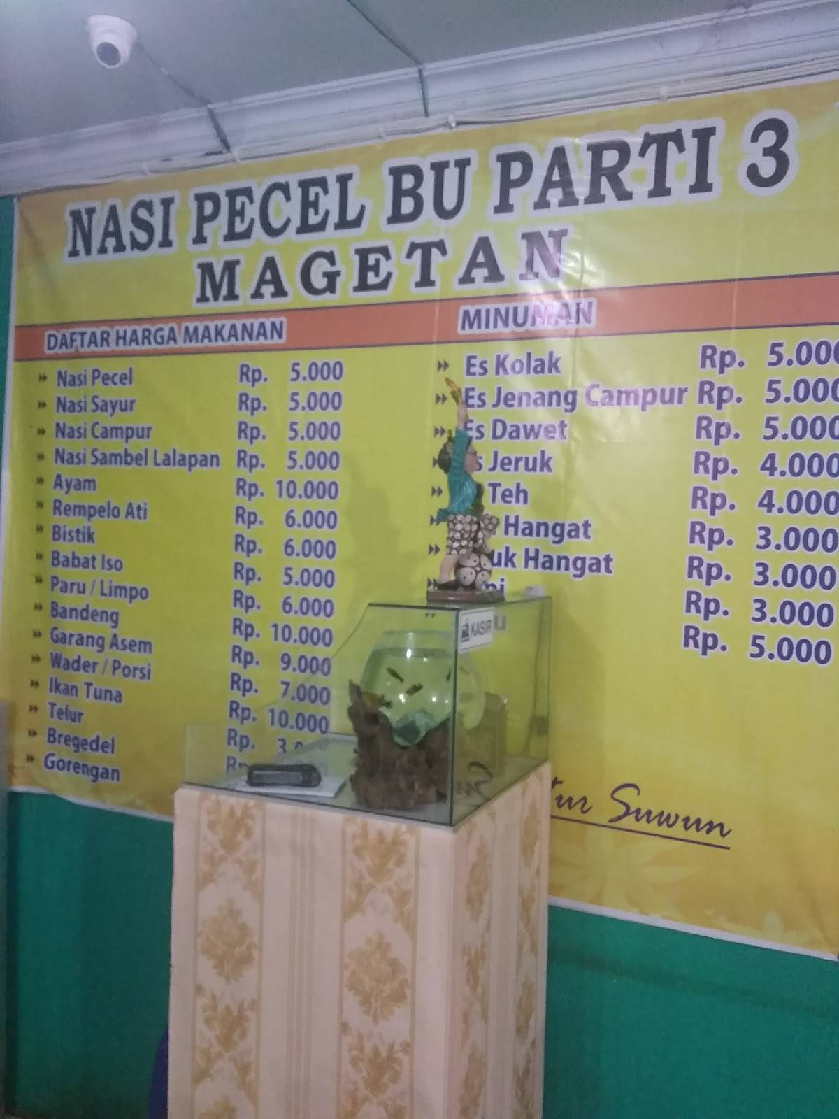 Menu at Nasi Pecel Bu Parti 3 Magetan restaurant, Purwodadi