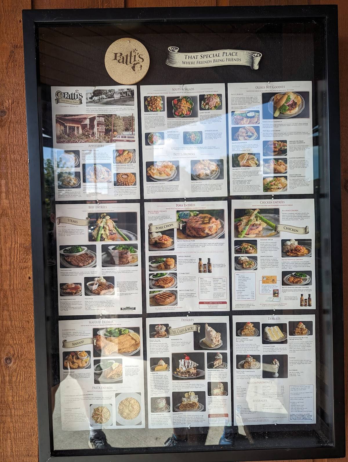 Menu at Patti's 1880's Settlement restaurant, Grand Rivers