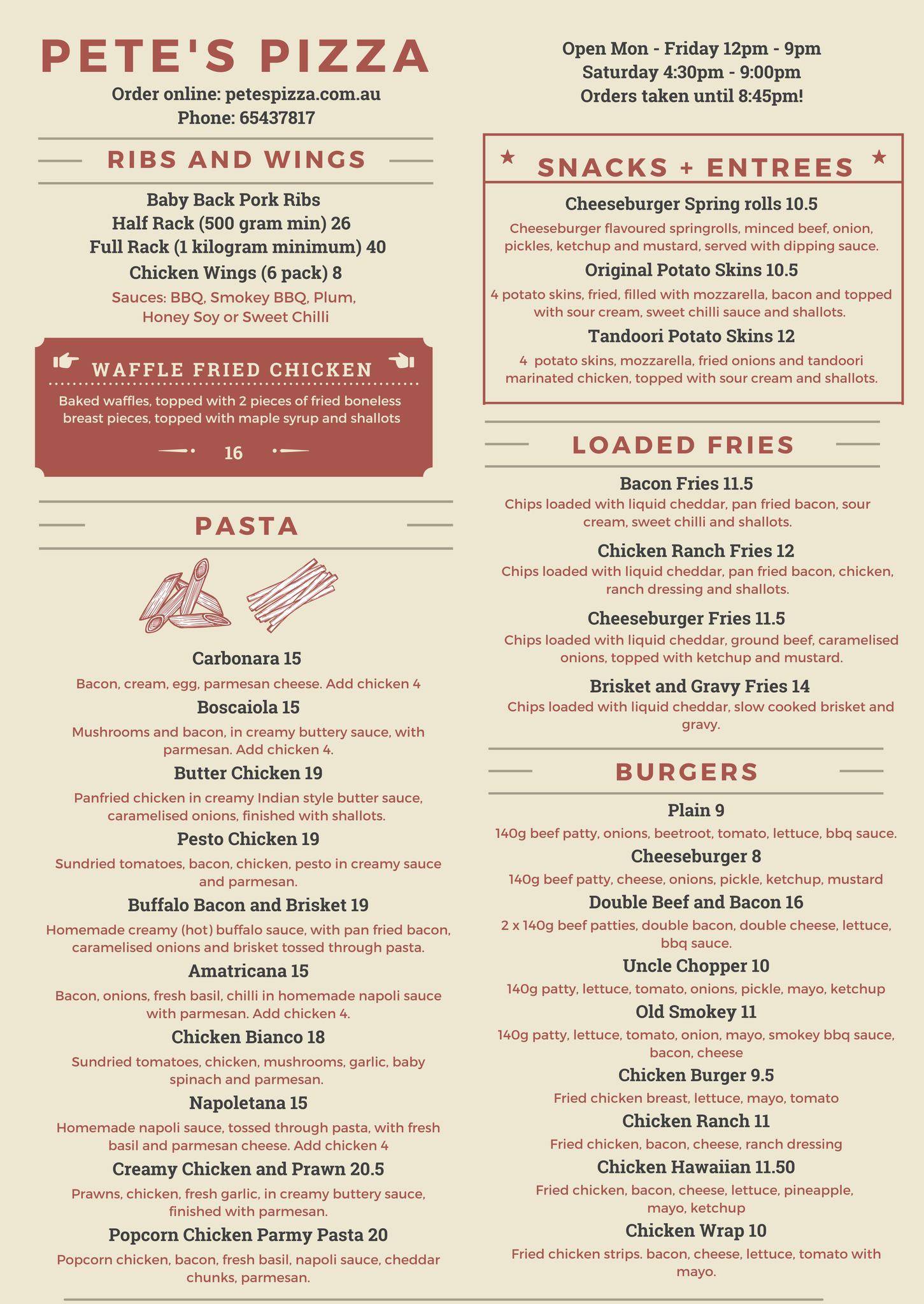Menu at Pete's Pizza restaurant, Aberdeen