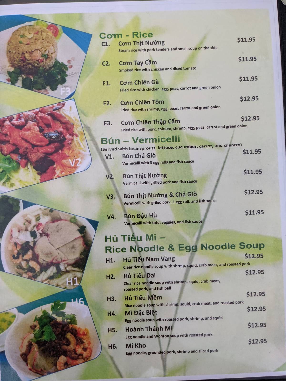 Menu at Pho Nguyen Vietnamese Noodle restaurant, Valparaiso