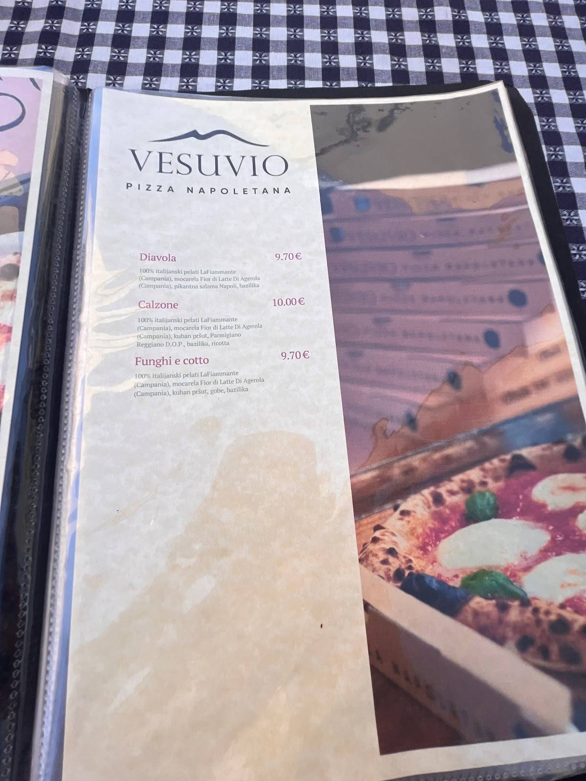 Speisekarte von Picerija Vesuvio restaurant, Portorož