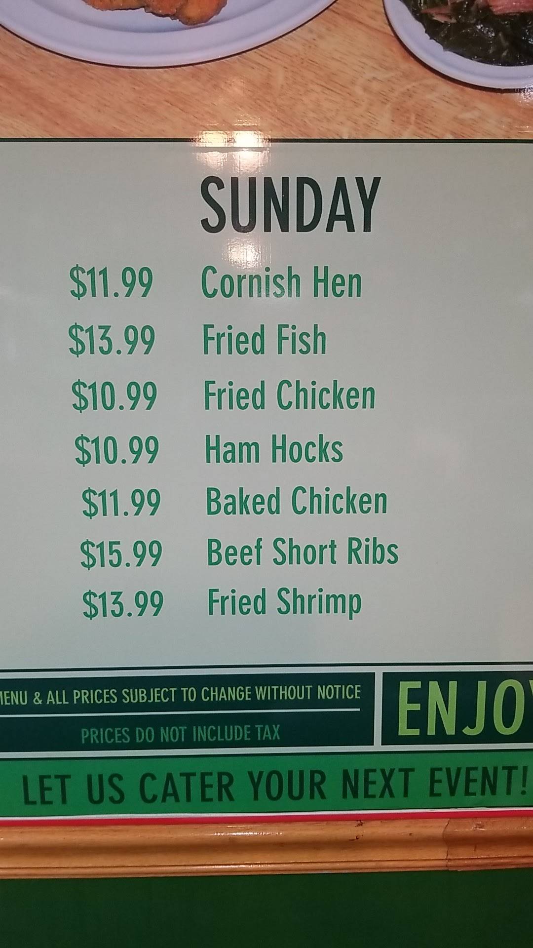 Menu at Priscilla's Ultimate Soulfood Cafeteria, Hazel Crest