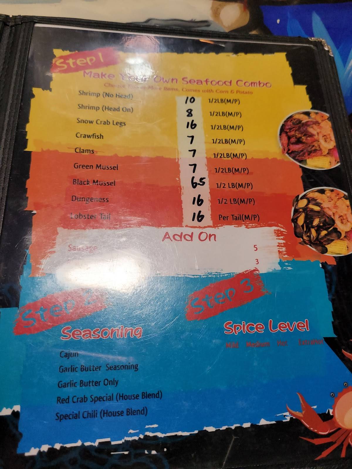 Menu at Red Crab House restaurant, Laurel