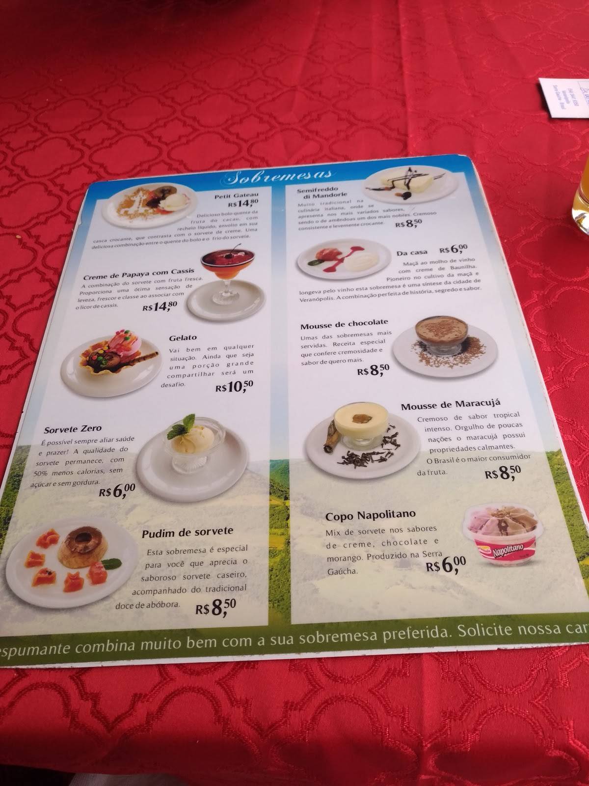 Menu em Mascaron Restaurante Giratório, Veranópolis