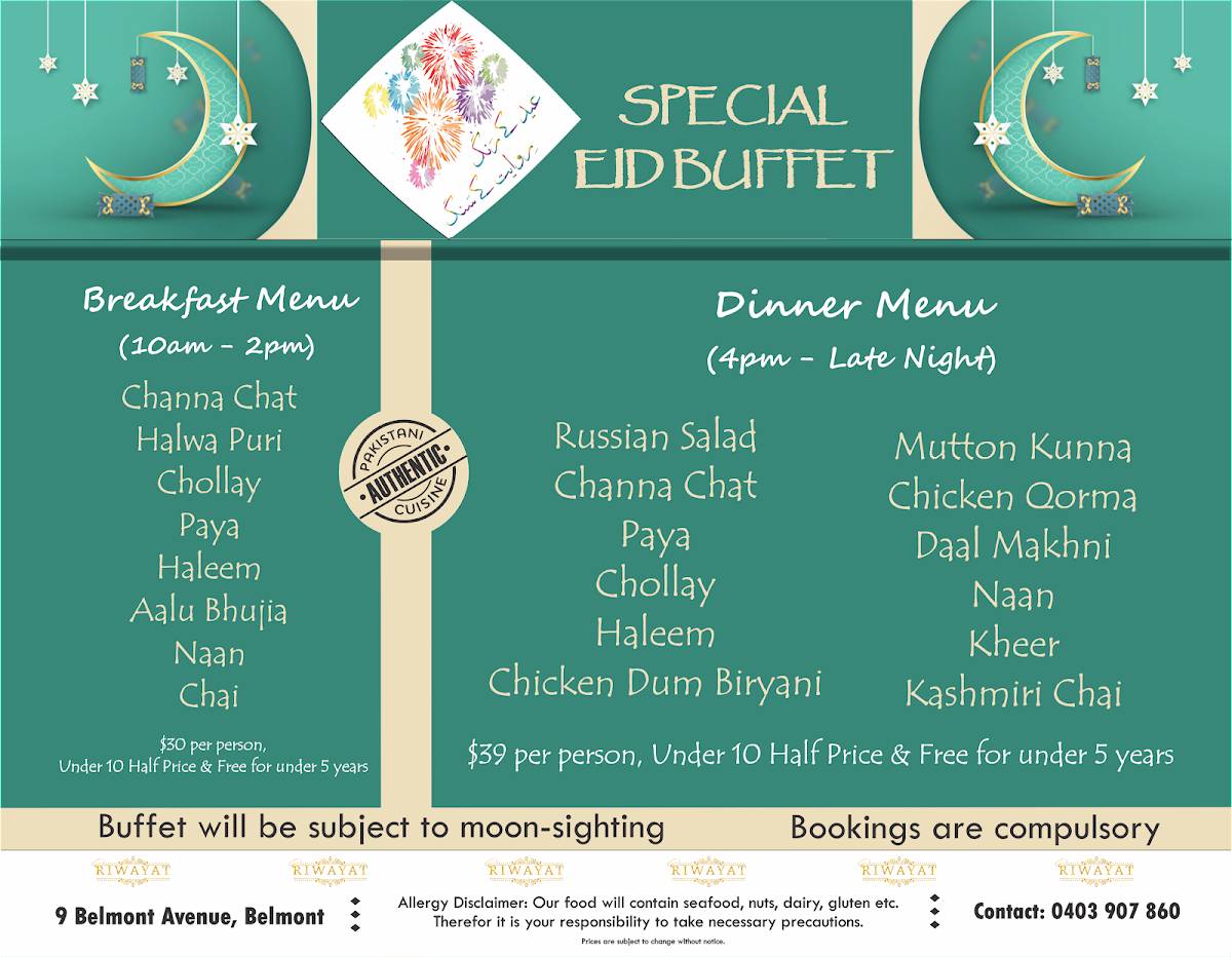 Menu at Riwayat Restaurant, Belmont