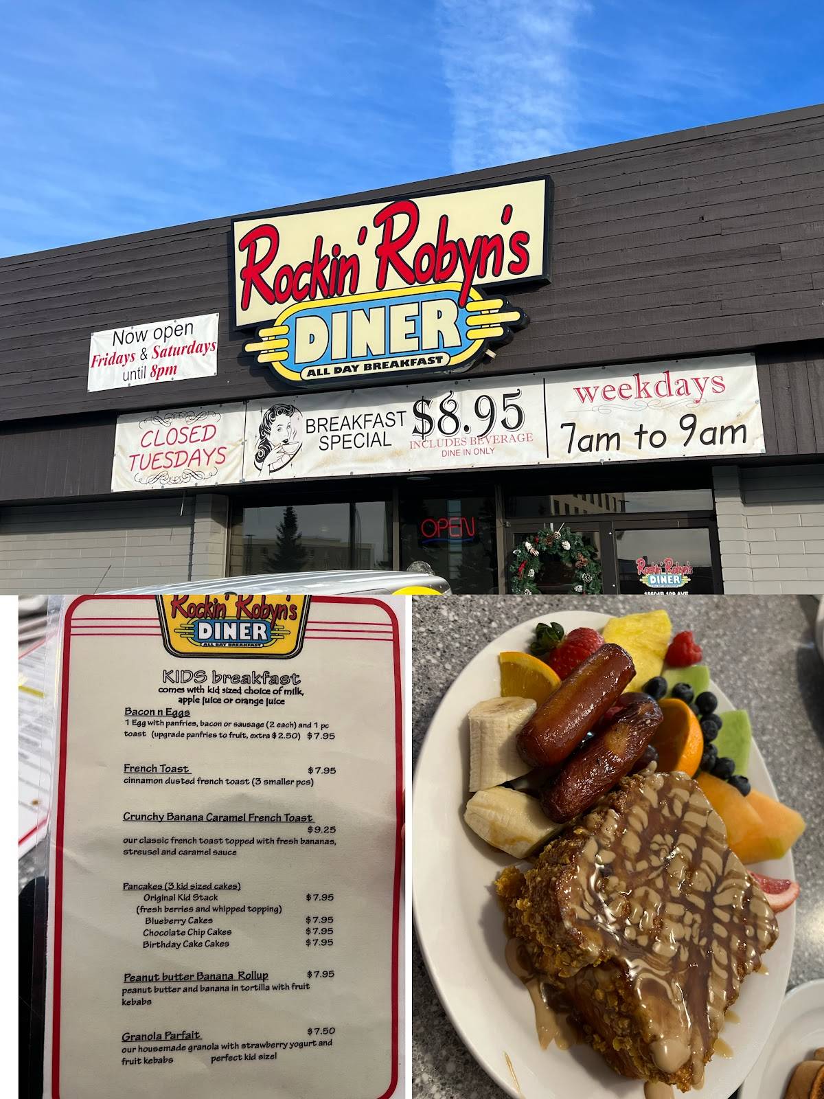 Menu at Rockin' Robyn's restaurant, Edmonton