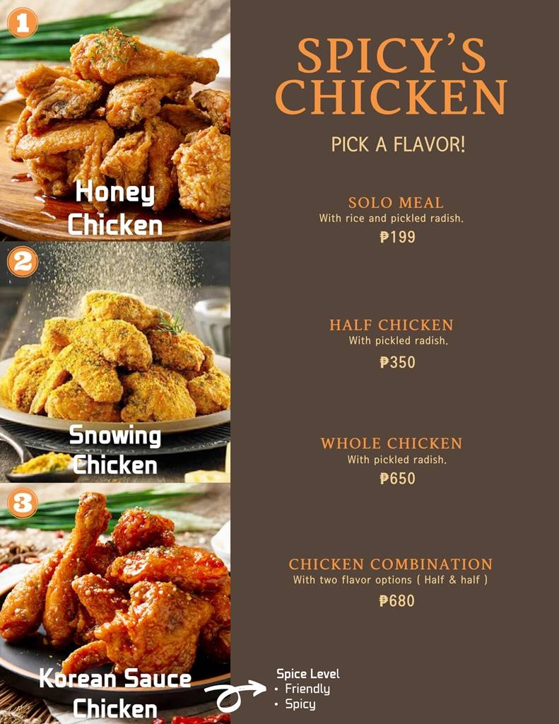 Menu at SPICY Restaurant Samgyeopsal & Chicken, Cebu City