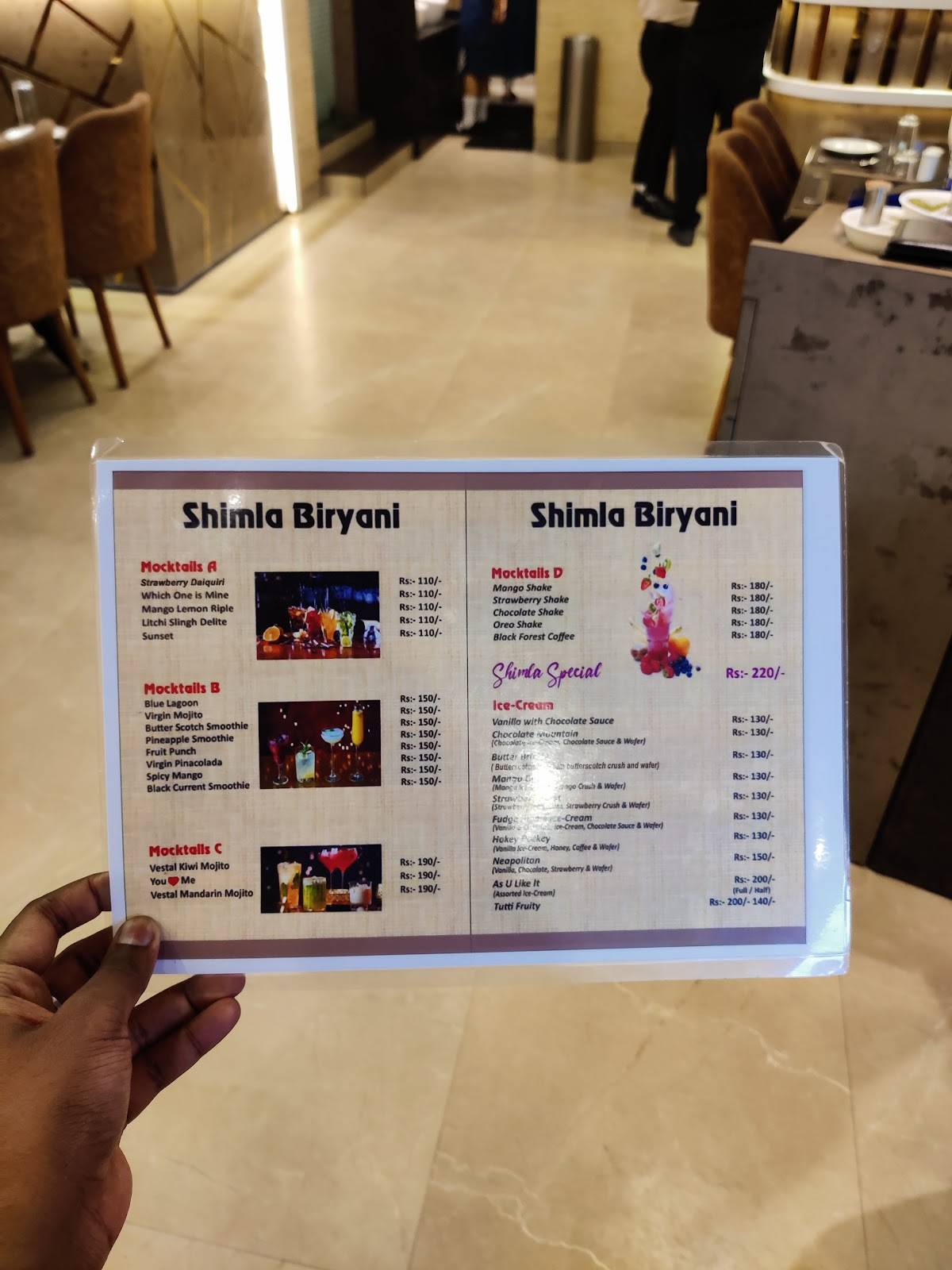 Menu at Shimla Biryani Chinar Park, Kolkata