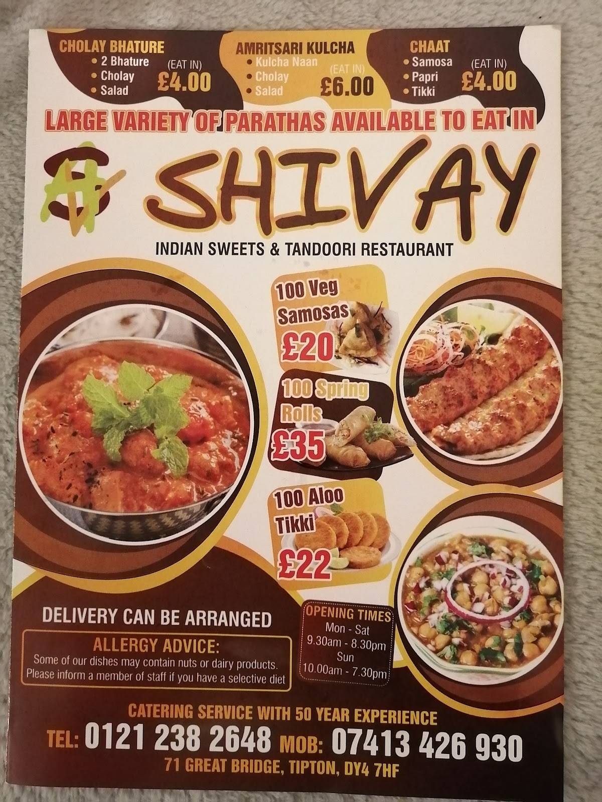 Menu at Shivay Indian Sweets restaurant, Tipton