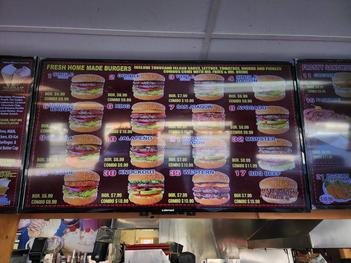 Menu at Sno-White Drive In restaurant, Tulare