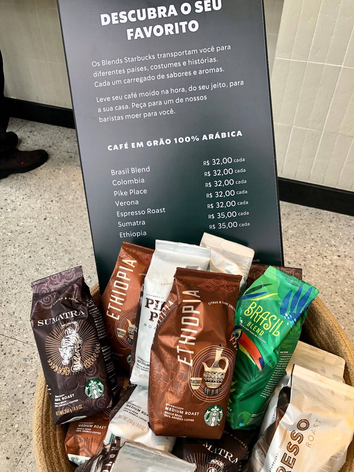 Carta del café Starbucks Coffee, Curitiba