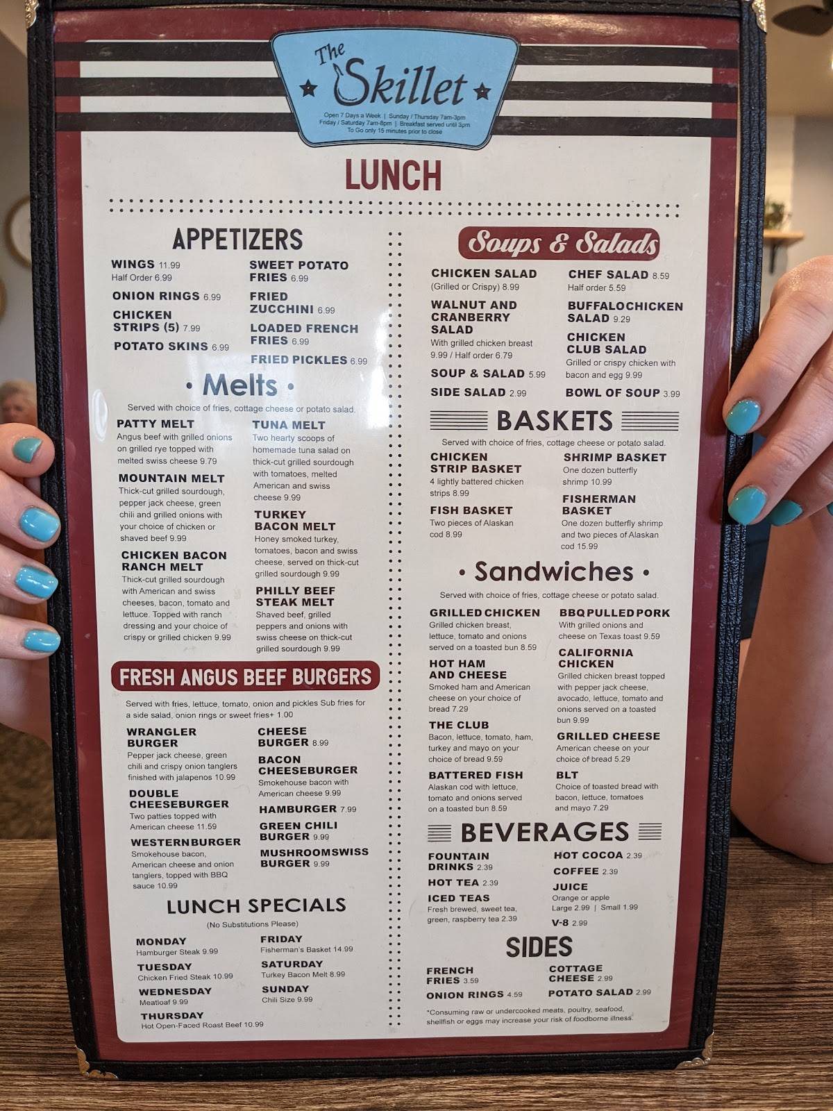 Menu at The Skillet Cafe', Snowflake