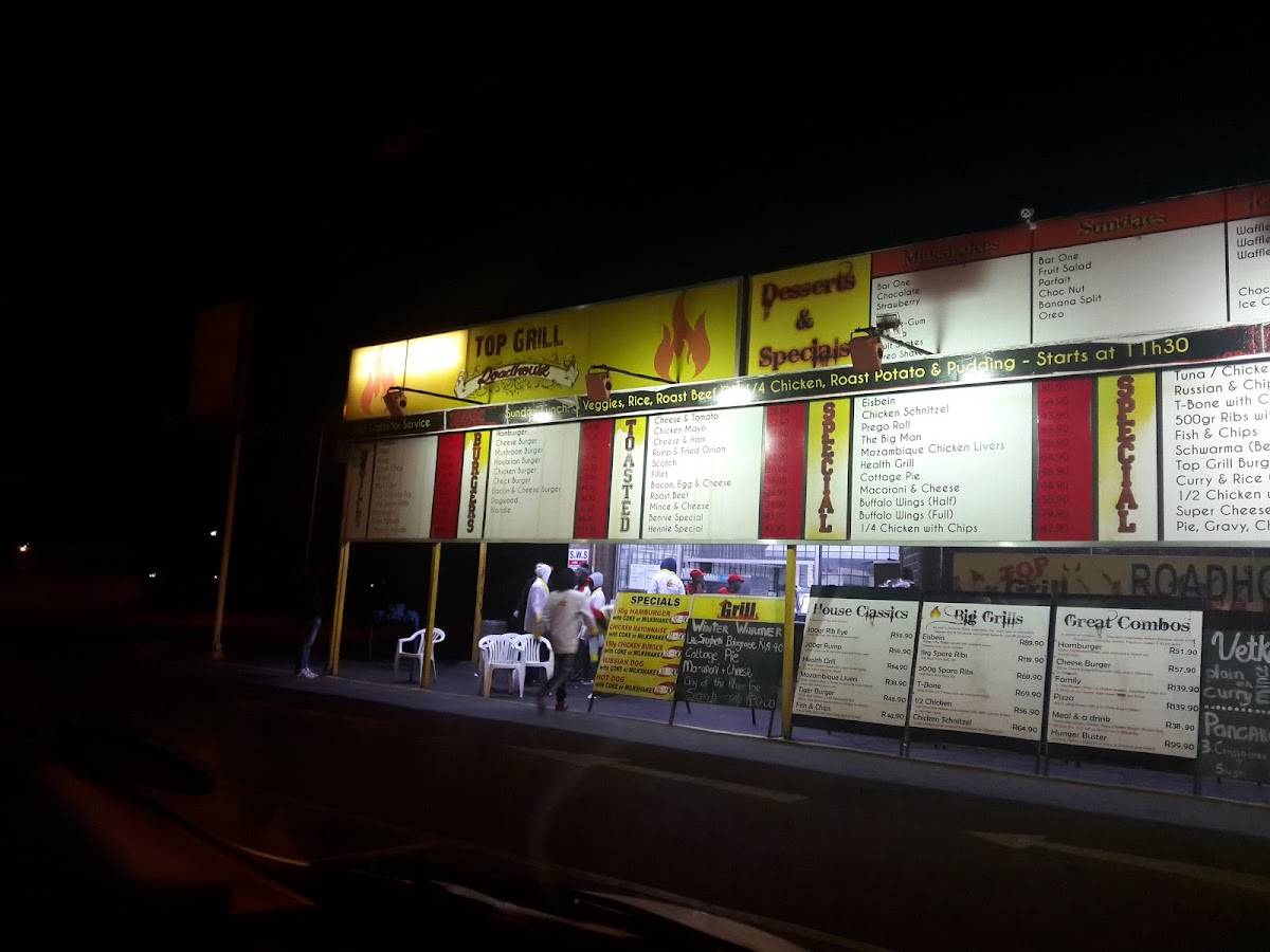 Menu at Top Grill Roadhouse restaurant, Boksburg, 135 Pretoria Rd