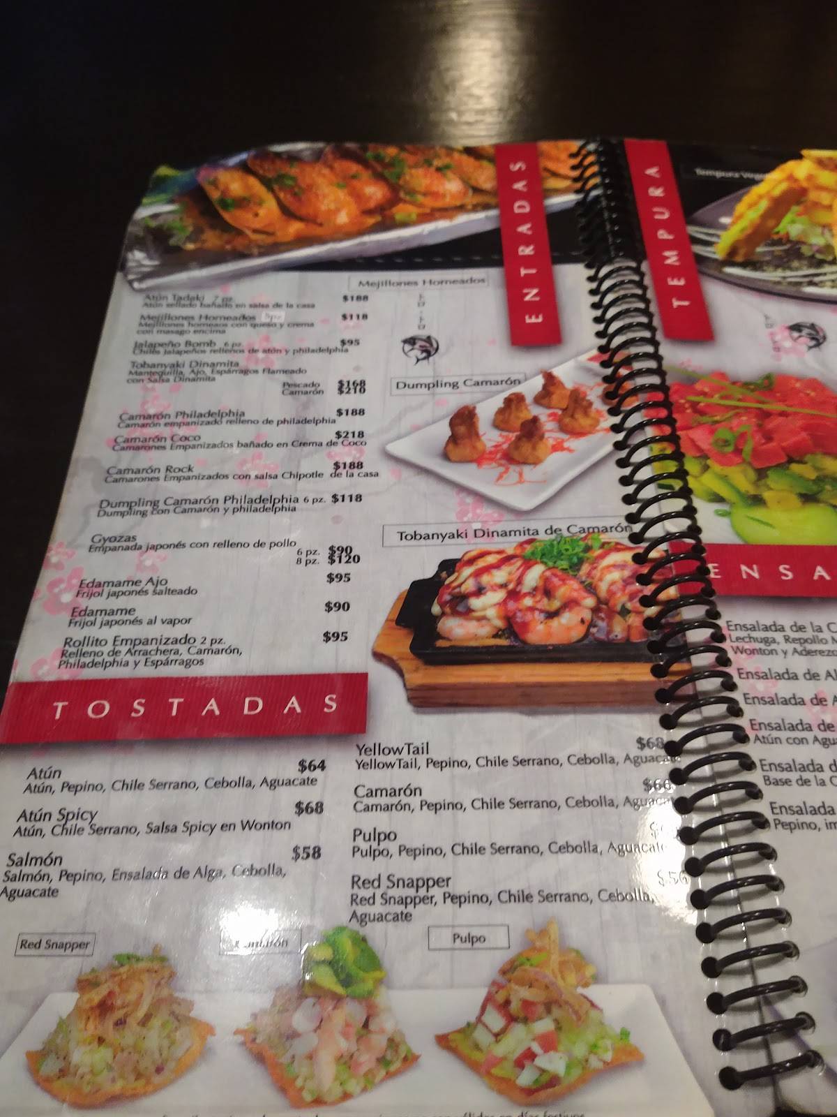 Menu at Toro Toro restaurant, Mexicali