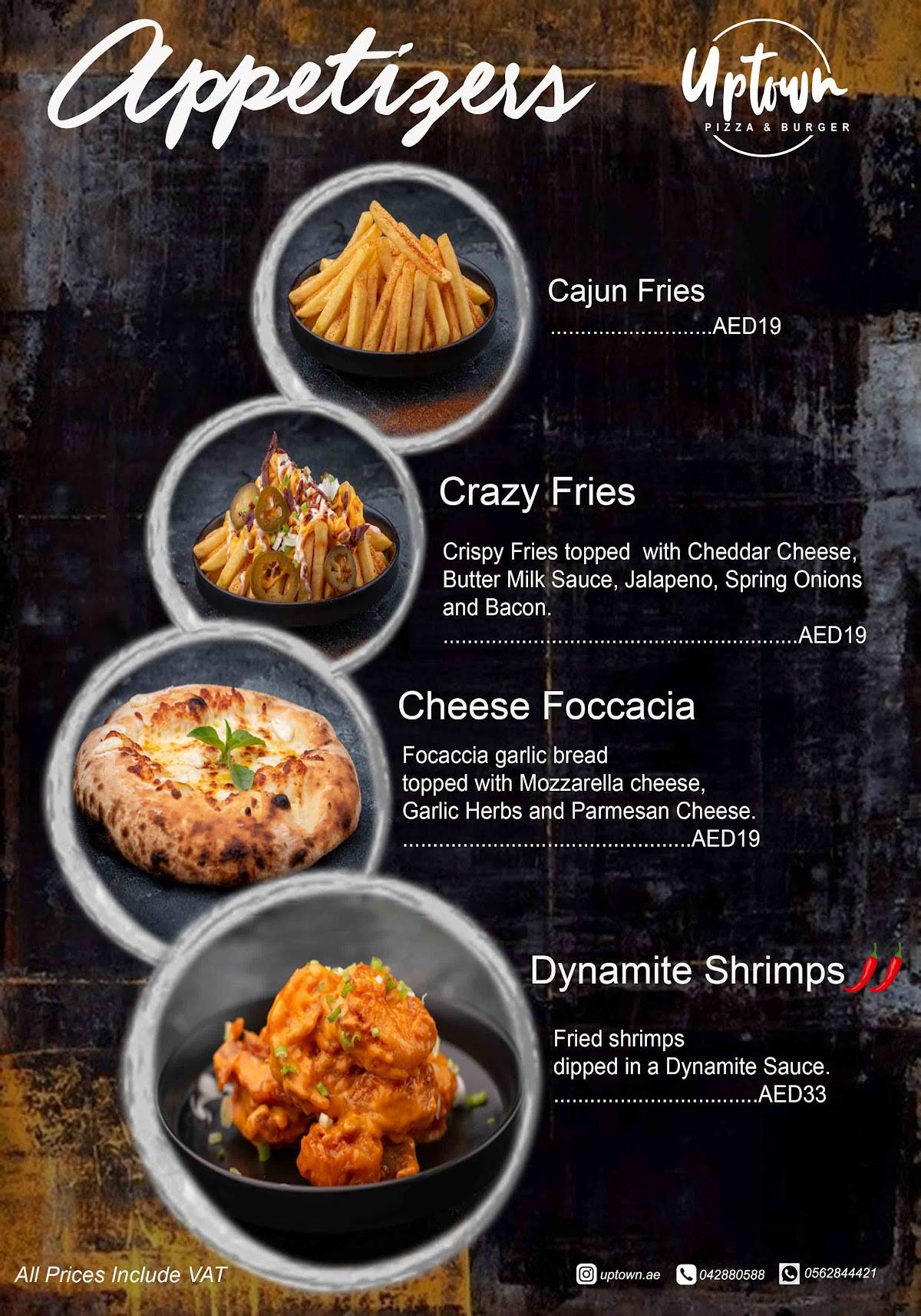 Menu at Uptown Pizza and Burger restaurant, Dubai, Street # 58