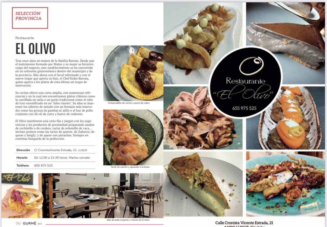 Carta de Restaurante El Olivo, Luque