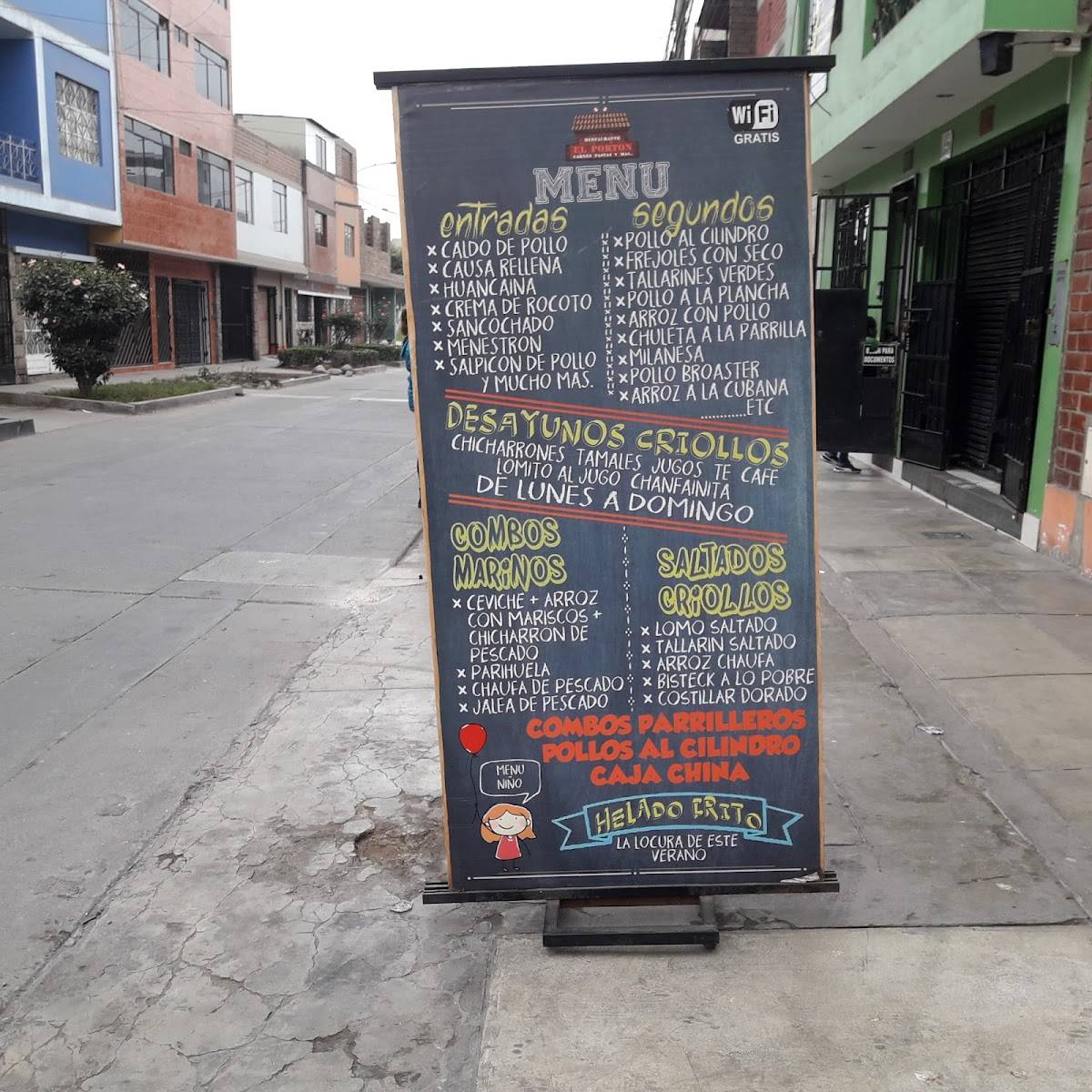 Carta de Restaurante El Porton, Lima, Jirón Joaquin Capello 241