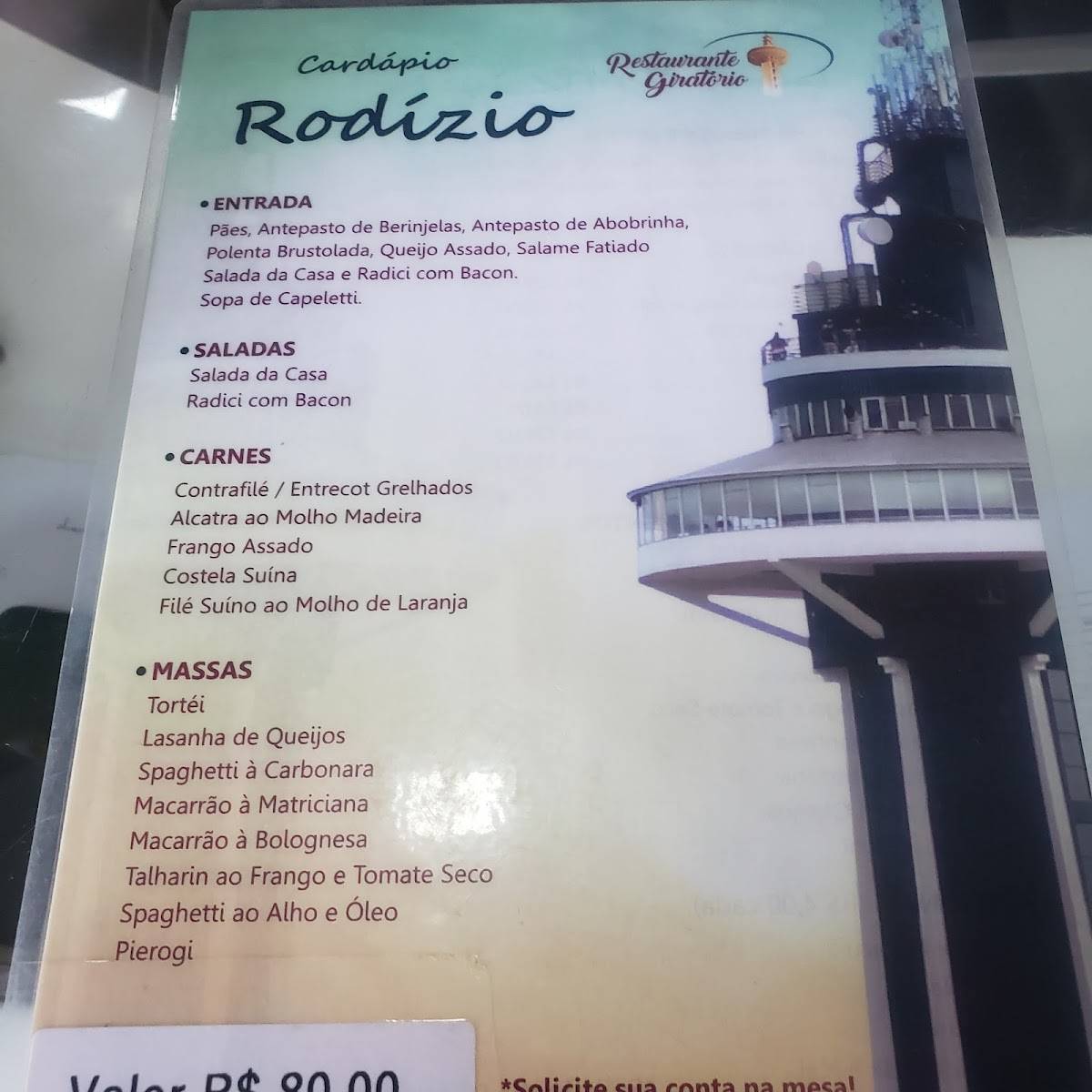 Menu em Mascaron Restaurante Giratório, Veranópolis