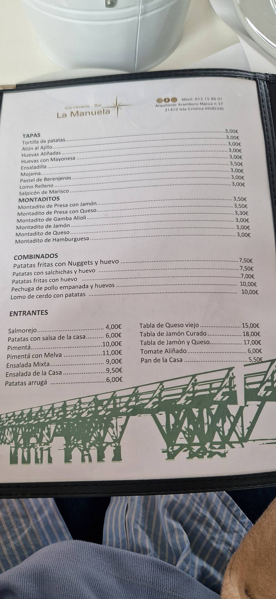 Carta de Restaurante La Manuela, Isla Cristina
