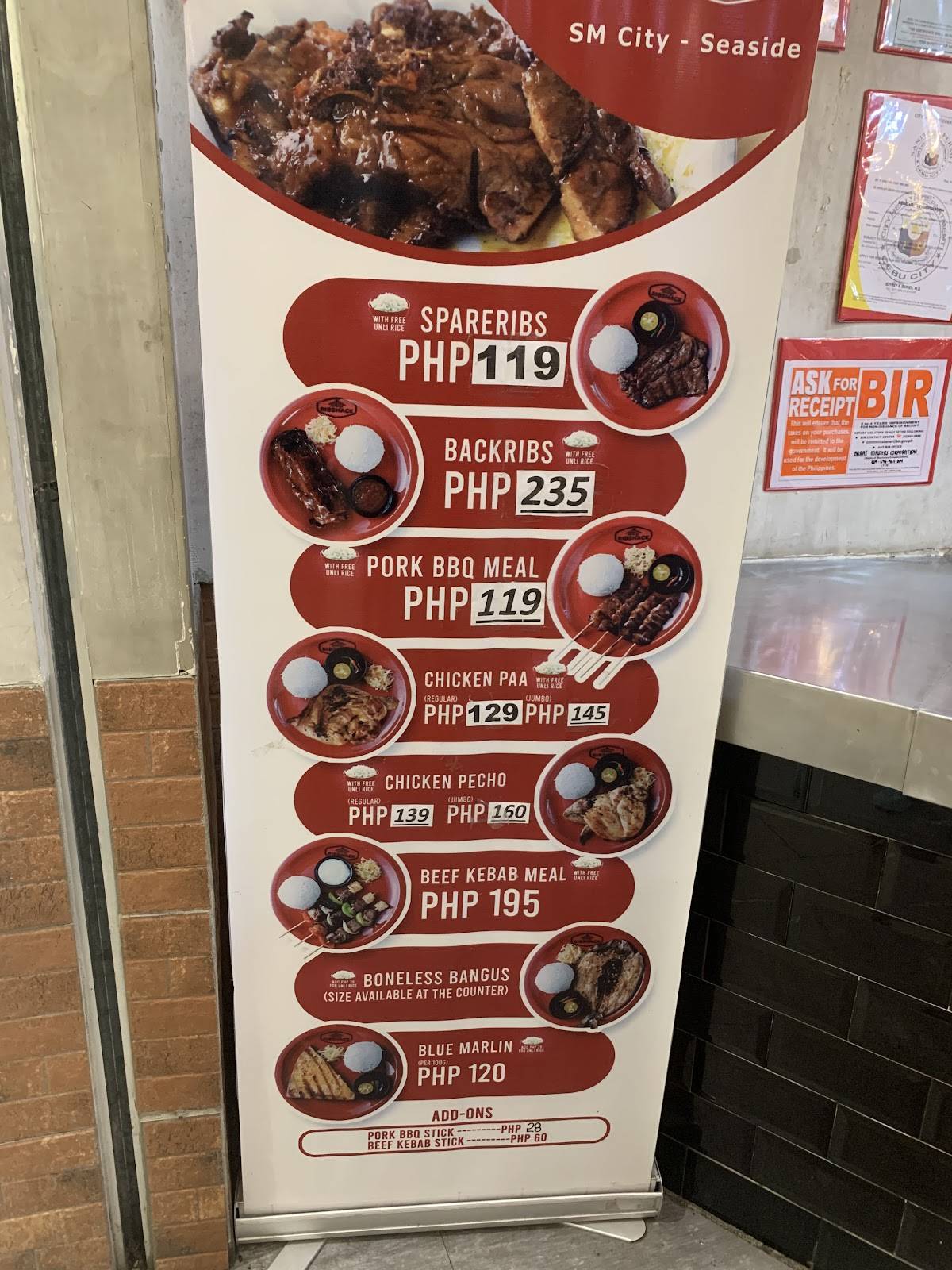 Menu at Ribshack restaurant, Cebu City, Sm Seaside
