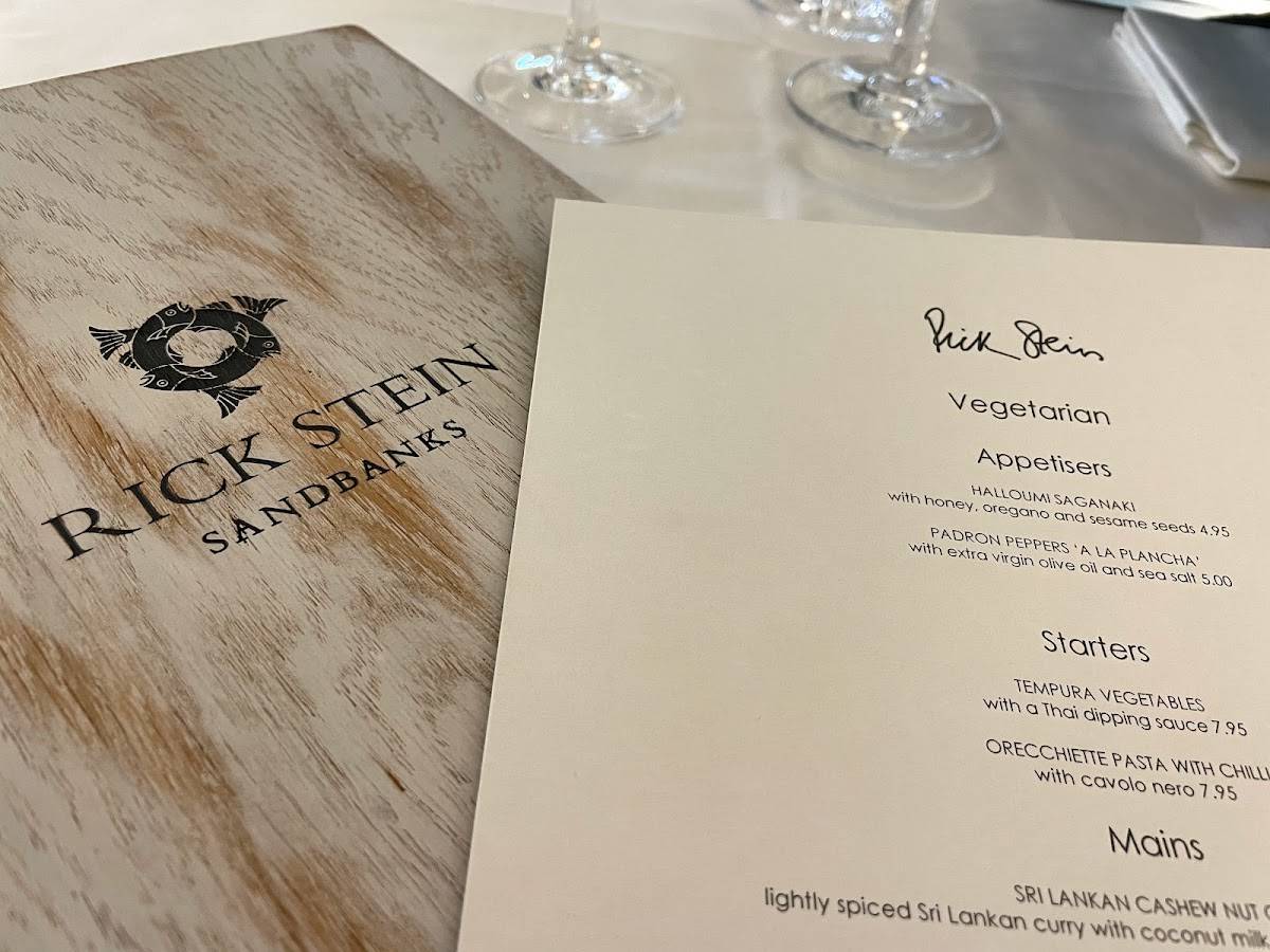 Menu at Rick Stein, Sandbanks restaurant, Poole