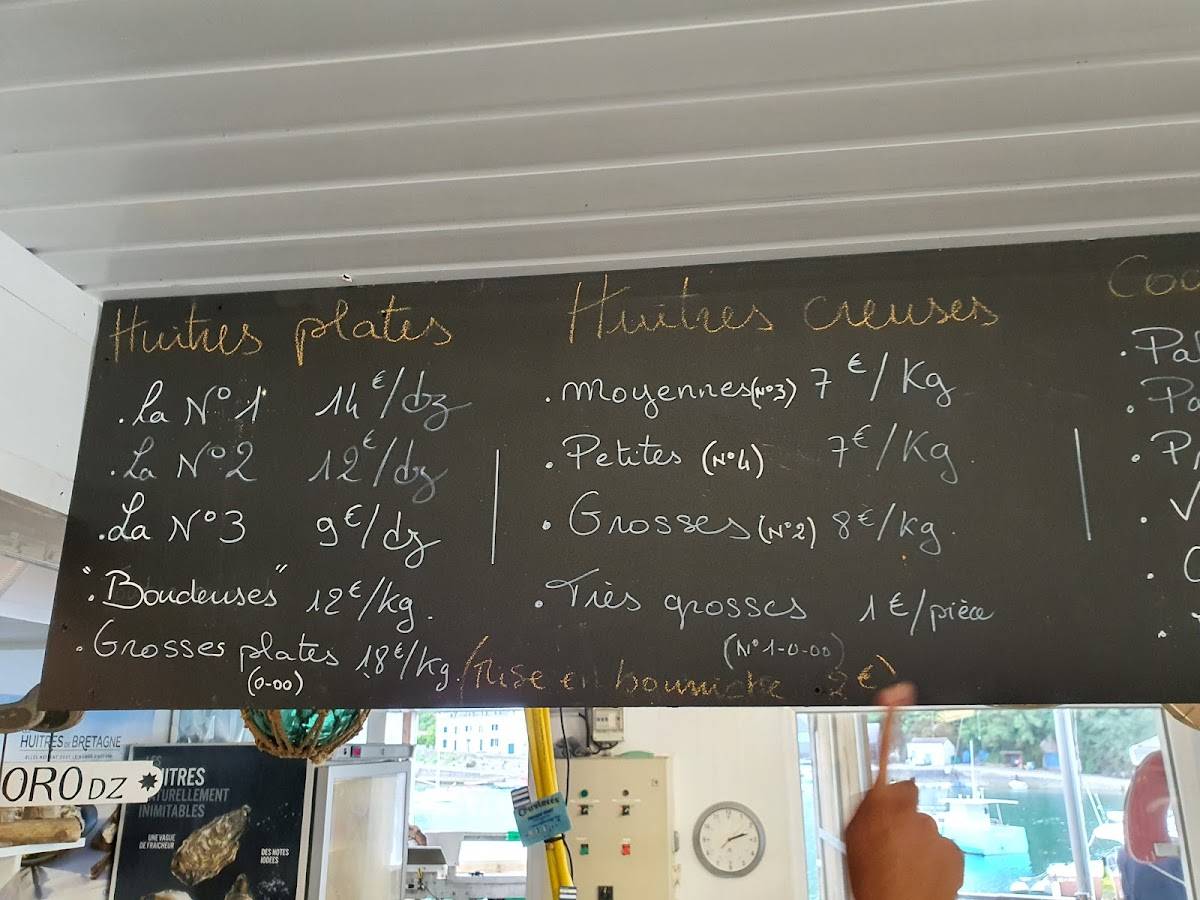 Menu au Chez Jacky restaurant, Riec-sur-Belon, Port de Bélon - Riec Sur ...