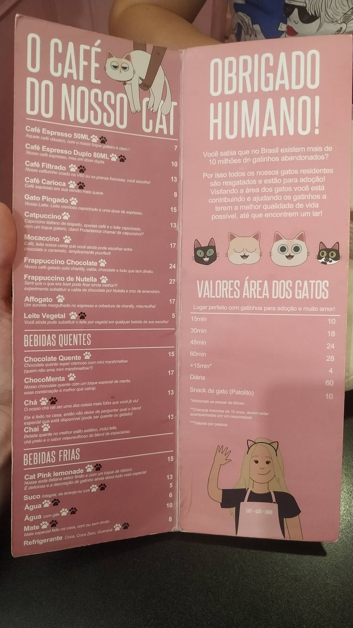 Menu em Gato Café, Rio de Janeiro