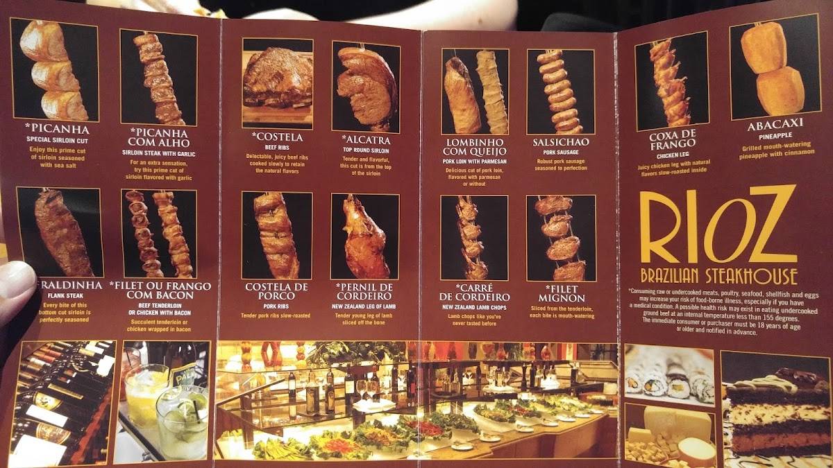 Menu at Rioz Brazilian Steakhouse, Myrtle Beach
