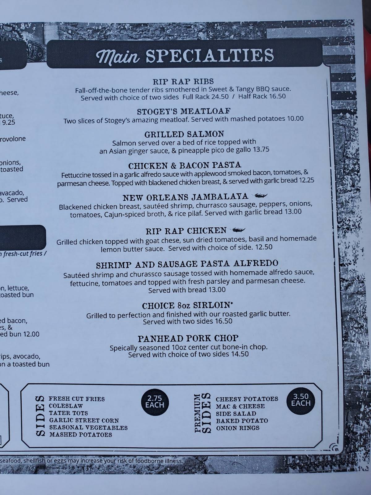 Menu at Rip Rap Roadhouse pub & bar, Dayton, Rip Rap Rd