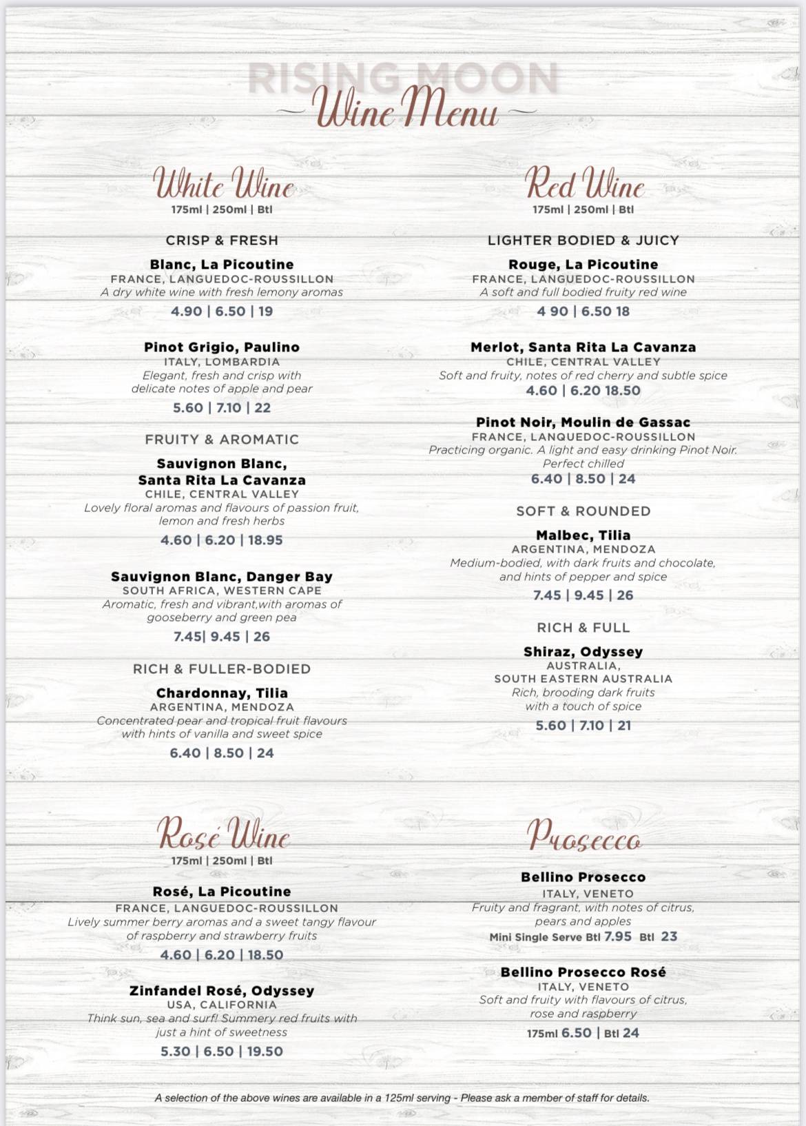 Menu at Rising Moon pub & bar, Hyde