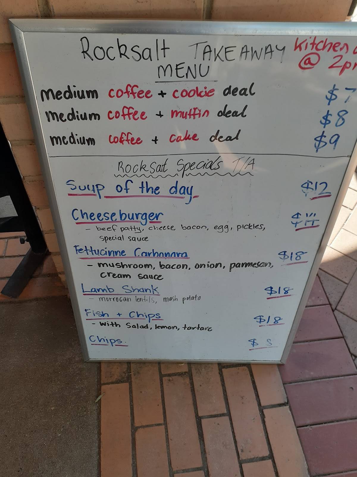 Menu at Rocksalt Restaurant, Hawker