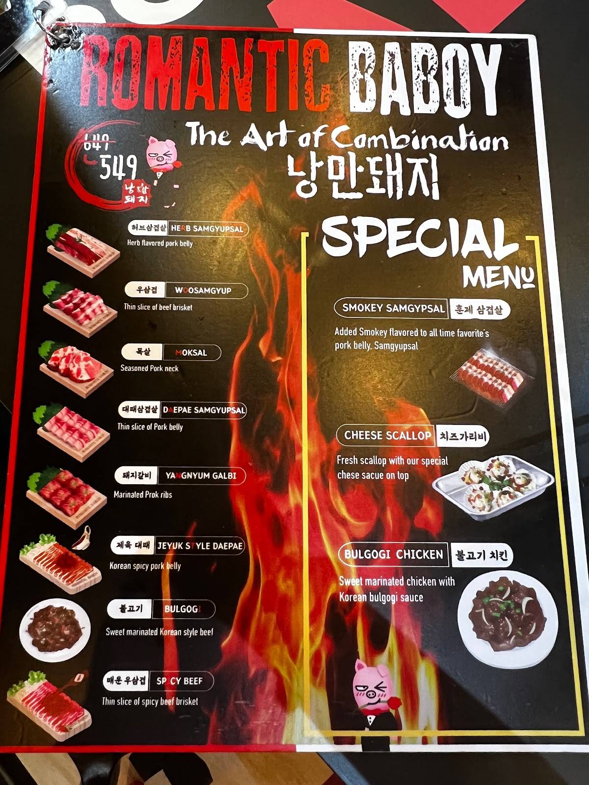 Menu at Romantic Baboy San Carlos restaurant, San Carlos City