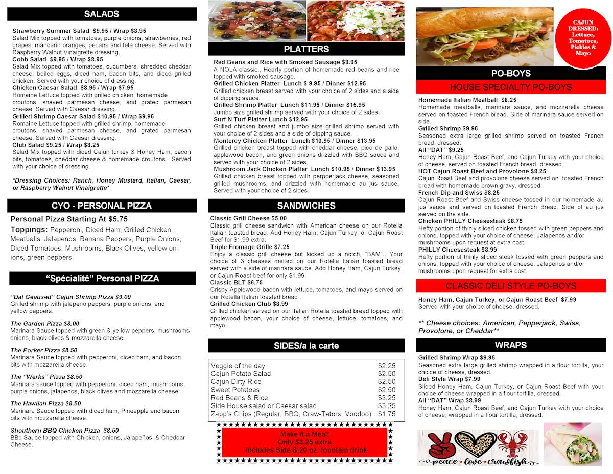 Menu at Rouge Rabbit cafe, Baton Rouge